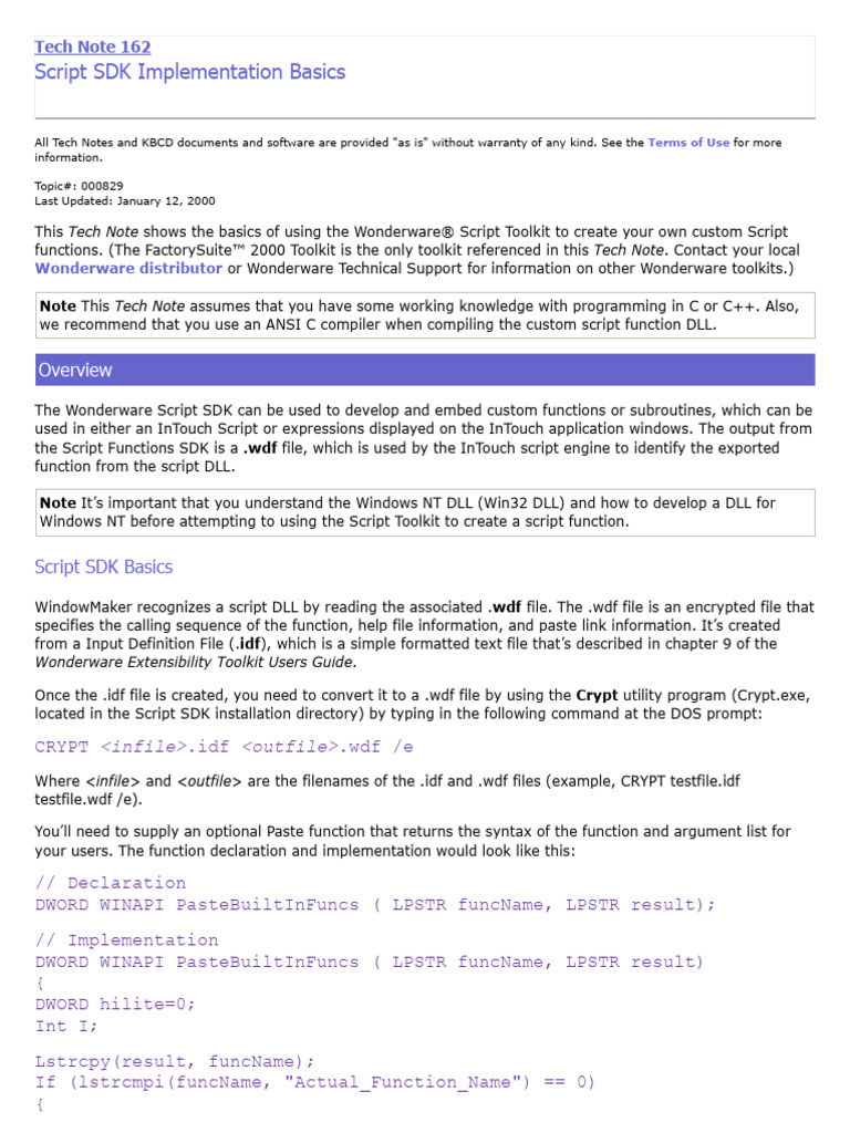 Tech Note 162 Script Sdk Implementation Basics Pdf Scripting Language Computer Programming 1952