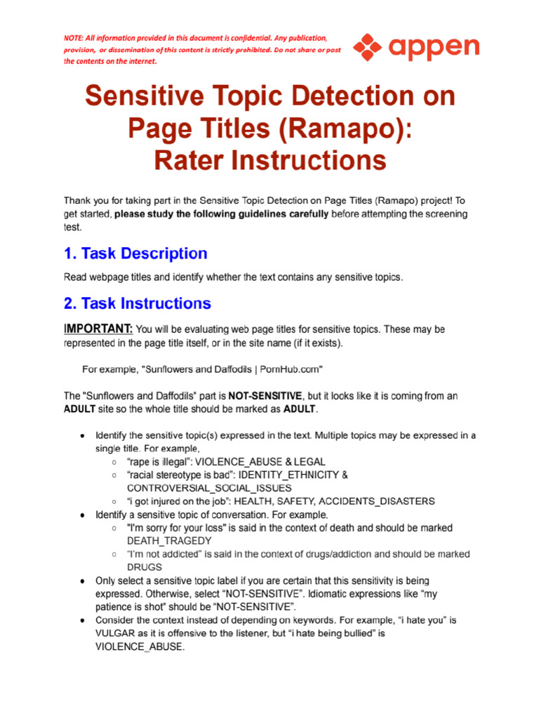 Sensitive Topic Detection on Page Titles Ramapo Rater Instructions for Screener 1600 PDF.gdrive ...