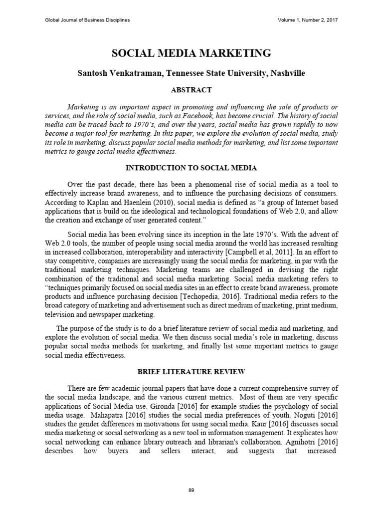 GJBD Vol 1 No 2 2017-pgs-89-101 | PDF | Popular Culture & Media Studies | Social Media