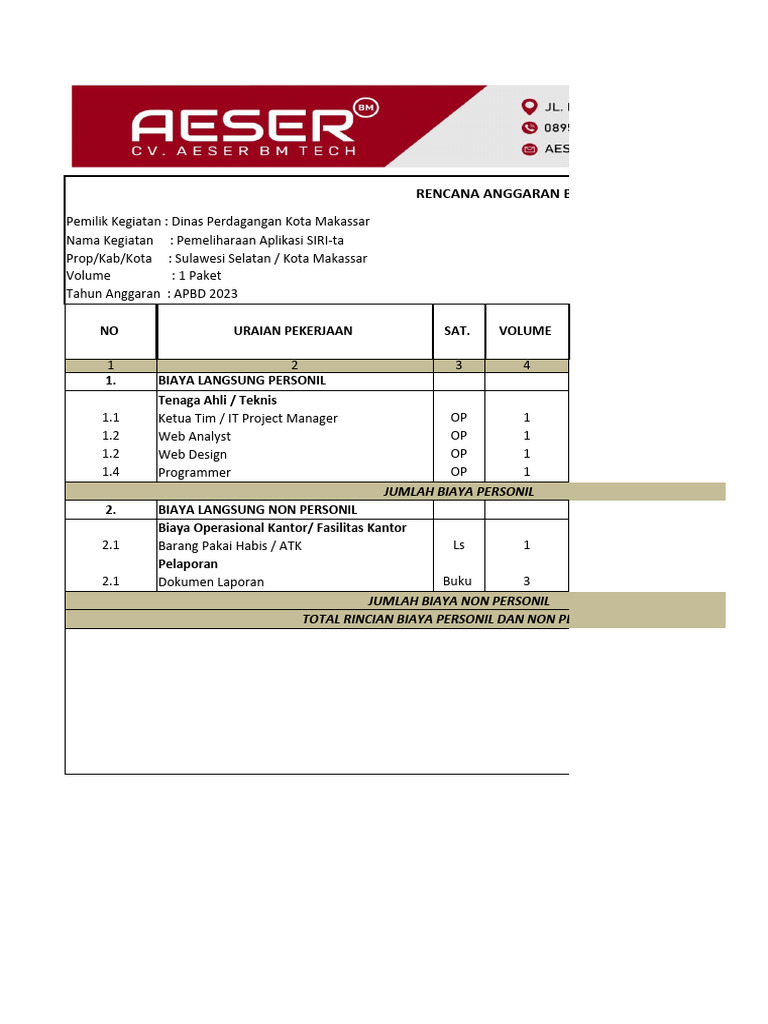 CONTOH RAB 2023 | PDF