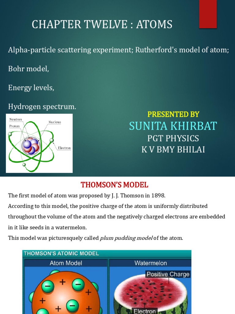 Atomic Models & Hydrogen Spectrum | PDF | Science & Mathematics