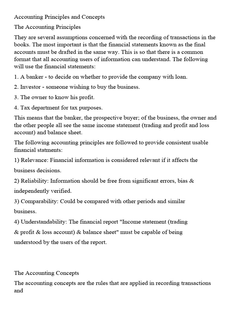 Accounting Principles and Concepts | PDF | Debits And Credits | Income ...