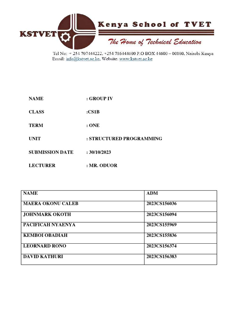 Structured Assignment Groupiv Pdf Computer Programming Software Engineering