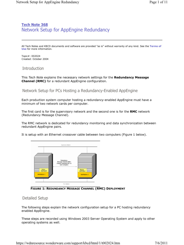 Tech Note 368 - Network Setup For AppEngine Redundancy | PDF | Ip ...