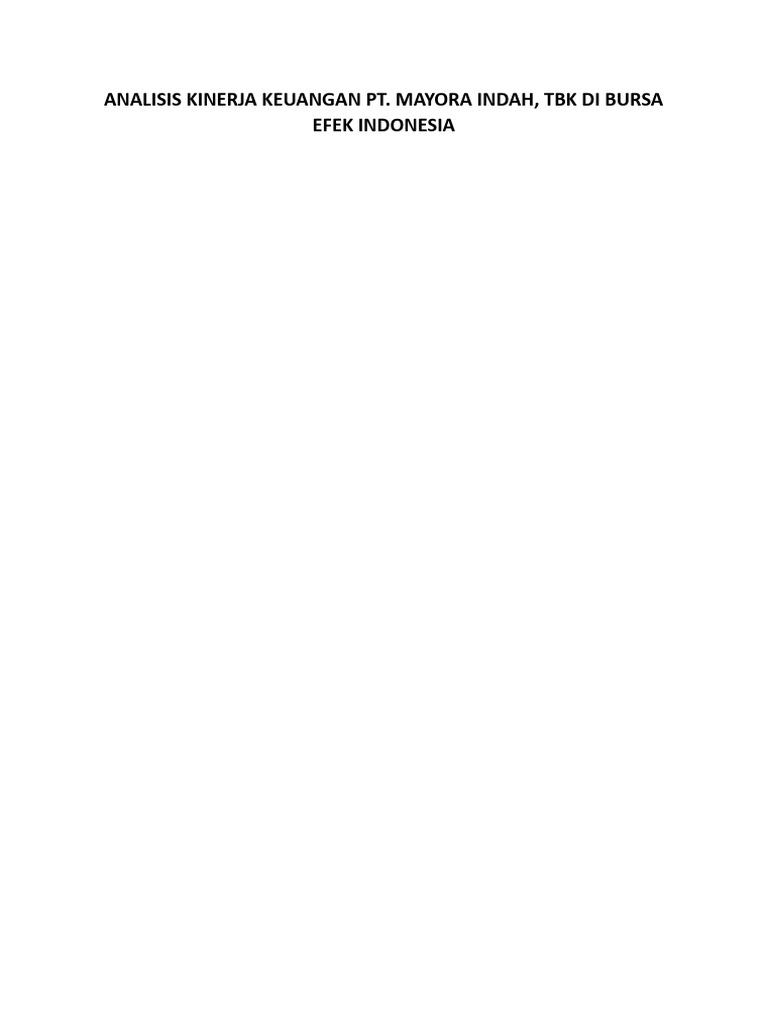 Analisis Kinerja Keuangan Pt Mayora Indah Pdf