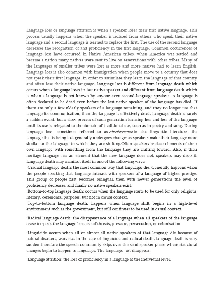 Understanding Language Loss and Death | PDF | Cultural Globalization ...