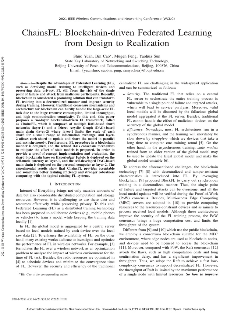 ChainsFL Blockchain-Driven Federated Learning From Design To ... ChainsFL Blockchain-Driven Federated Learning From Design To ...