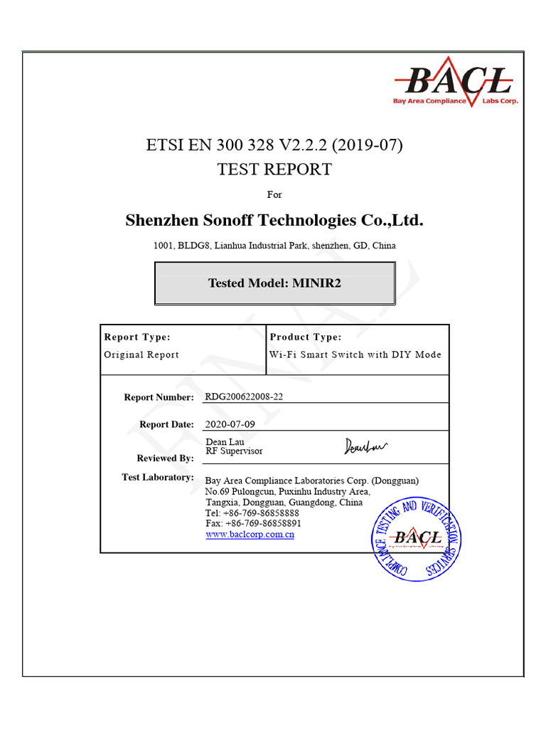 SONOFF MINIR2 Radio Test Report | PDF | Business