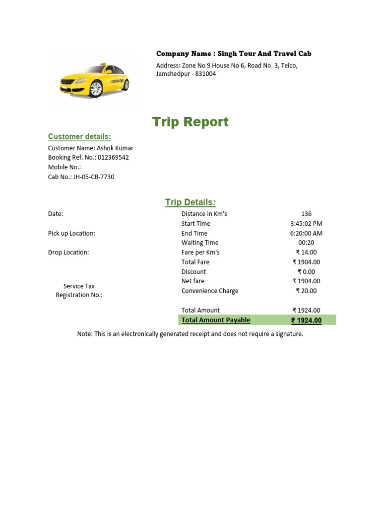 Taxi Bill | PDF