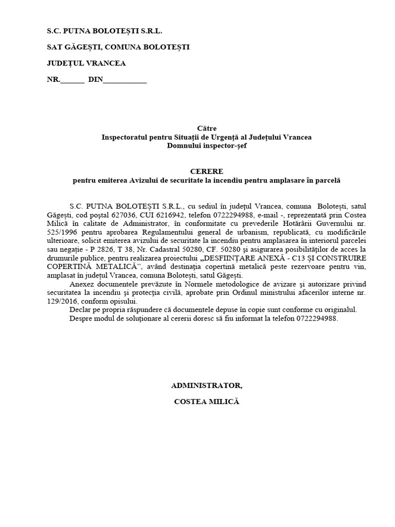 CERERE ISU - Negatie | PDF