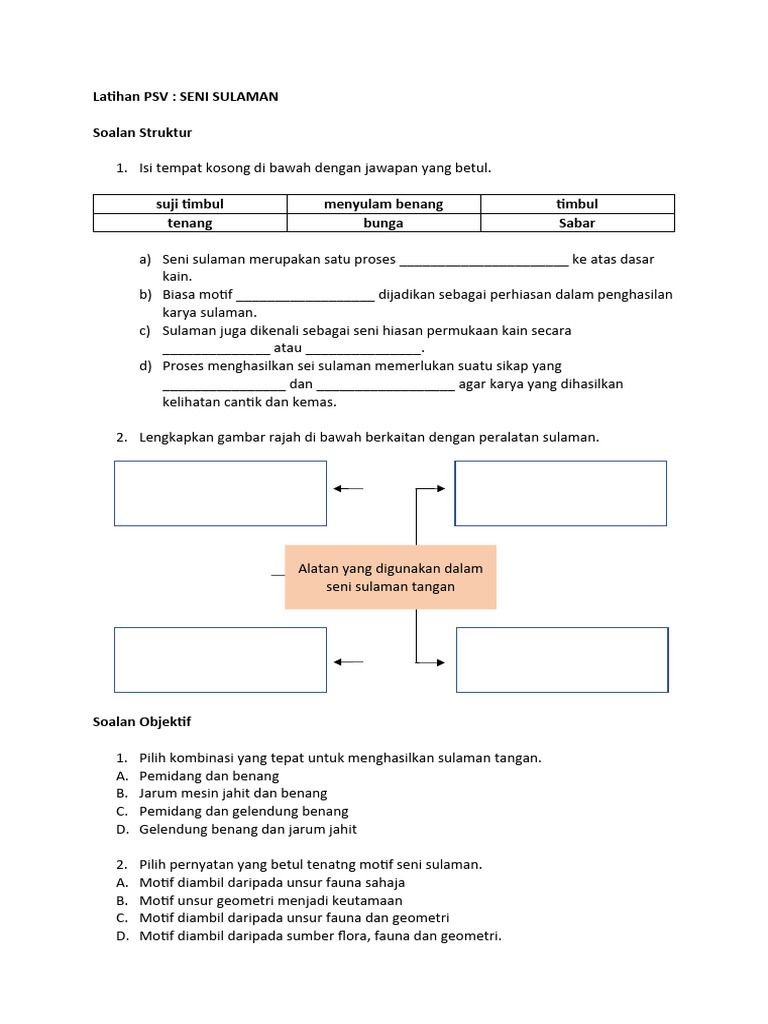 Latihan Sulaman PSV t2 | PDF
