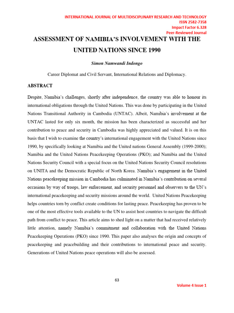 Namibia's UN Peacekeeping Role Since 1990 | PDF | Peacekeeping | United ...