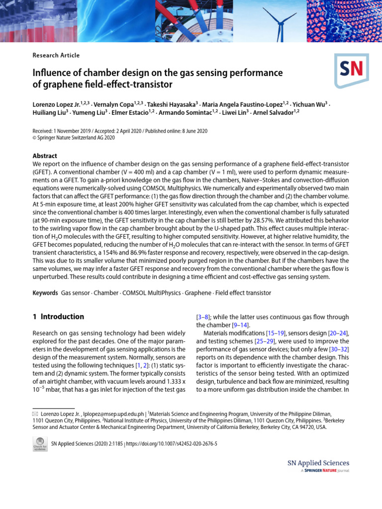 2020 Springer - Infuence of Chamber Design On The Gas Sensing Performance of GFET - 2020 | PDF ...
