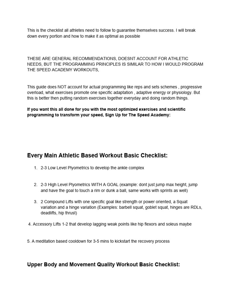 The Speed Academy Checklist | PDF