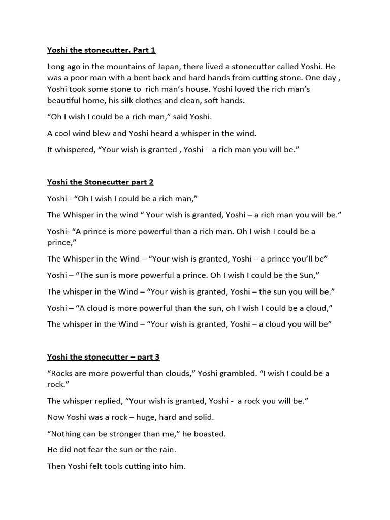 Yoshi The Stone Cutter | PDF