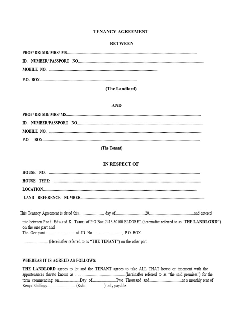 Tenancy Agreement | PDF | Leasehold Estate | Landlord