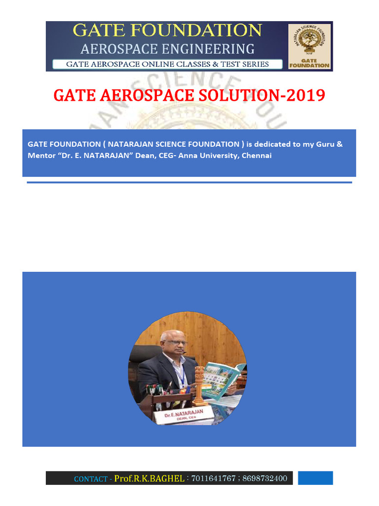 Gate Aerospace 2019 Solution | PDF | Rocket Engine | Mechanical Engineering