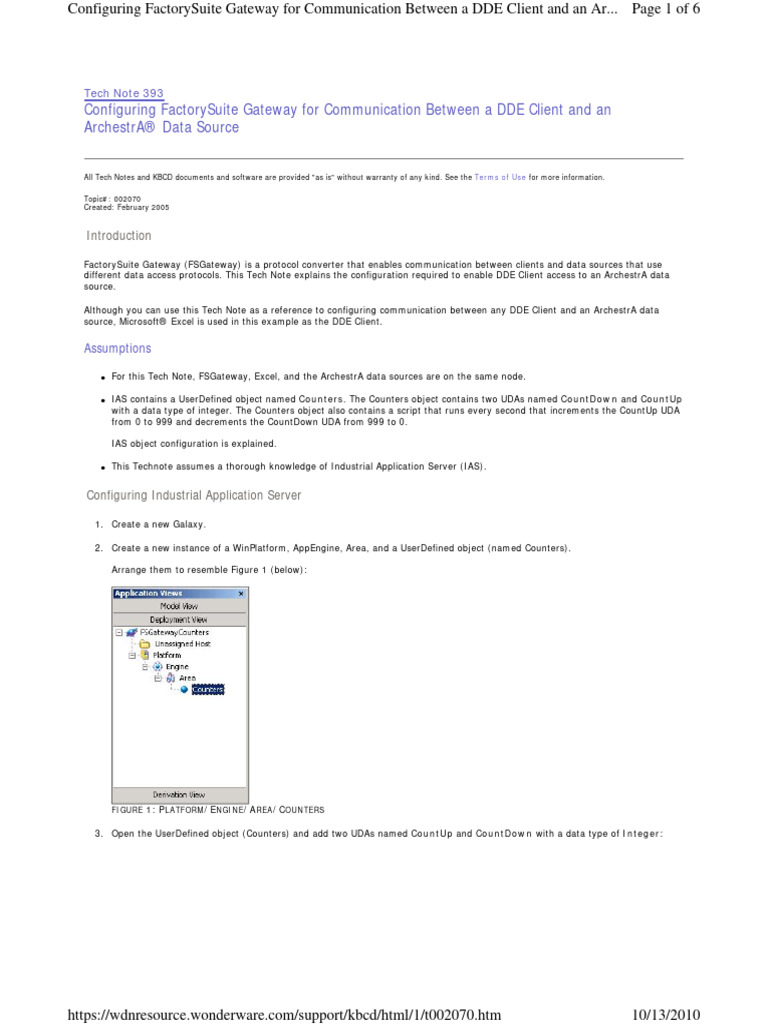 Tech Note 393 - Configure FSGateway For DDE To ArchestrA Data Source ...