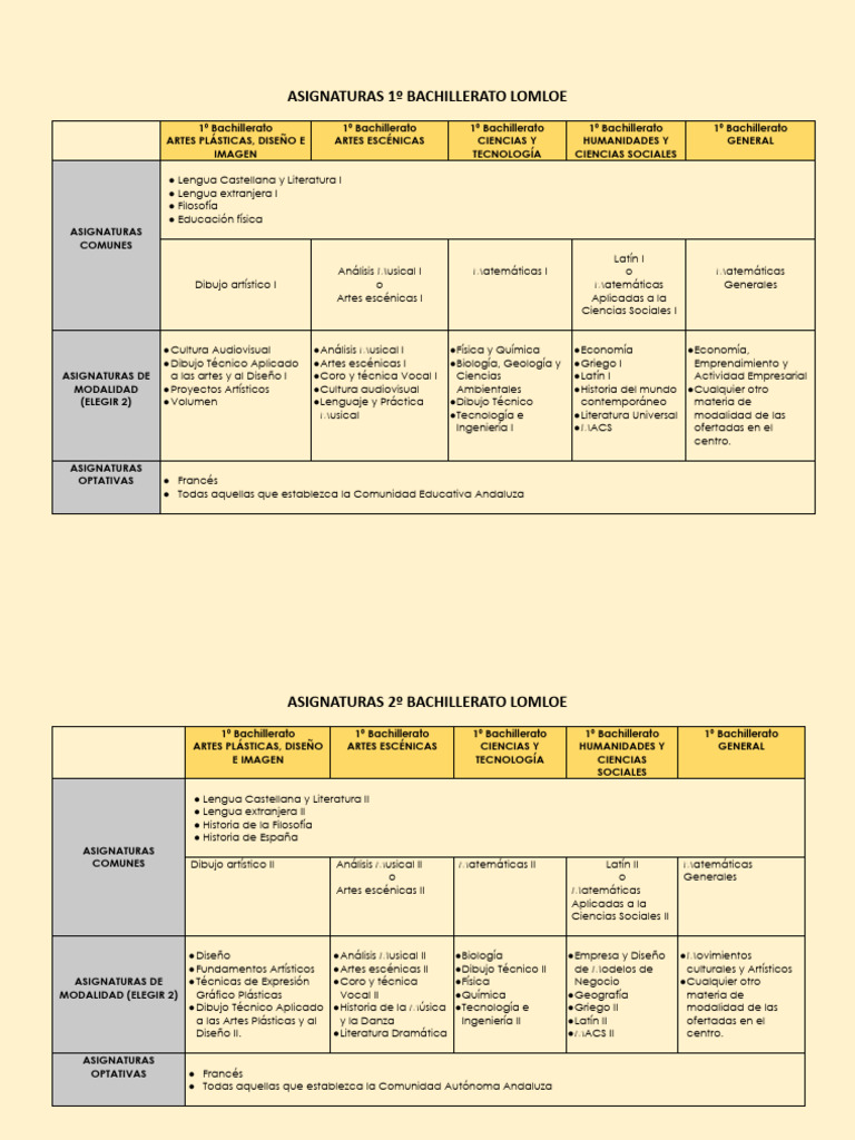 asignaturas-bachillerato-lomloe.docx | PDF
