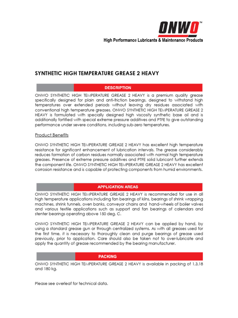 Onwo-Synthetic-High-Temperature-Grease 2 | PDF