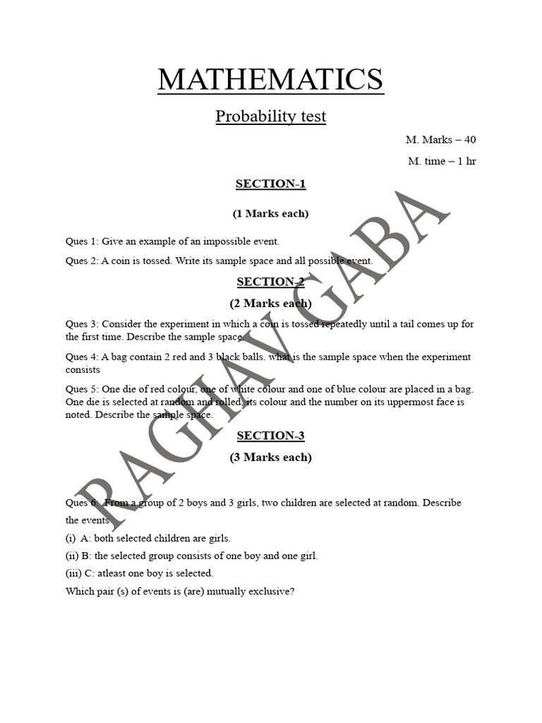 Probability Test | PDF