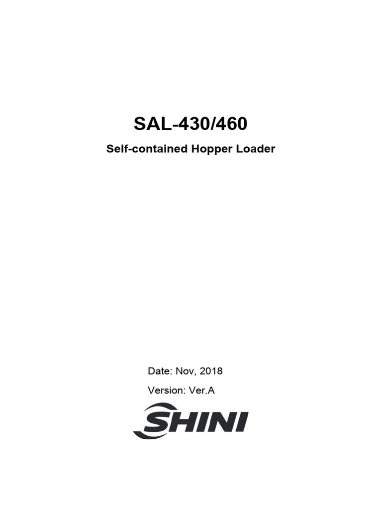 SHINI Hopper-Loader - SAL-400 SERIES MANUAL | PDF | Electric Motor ...