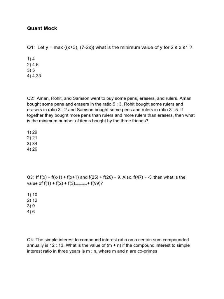 Quant Mock | Download Free PDF | Prime Number | Elementary Mathematics