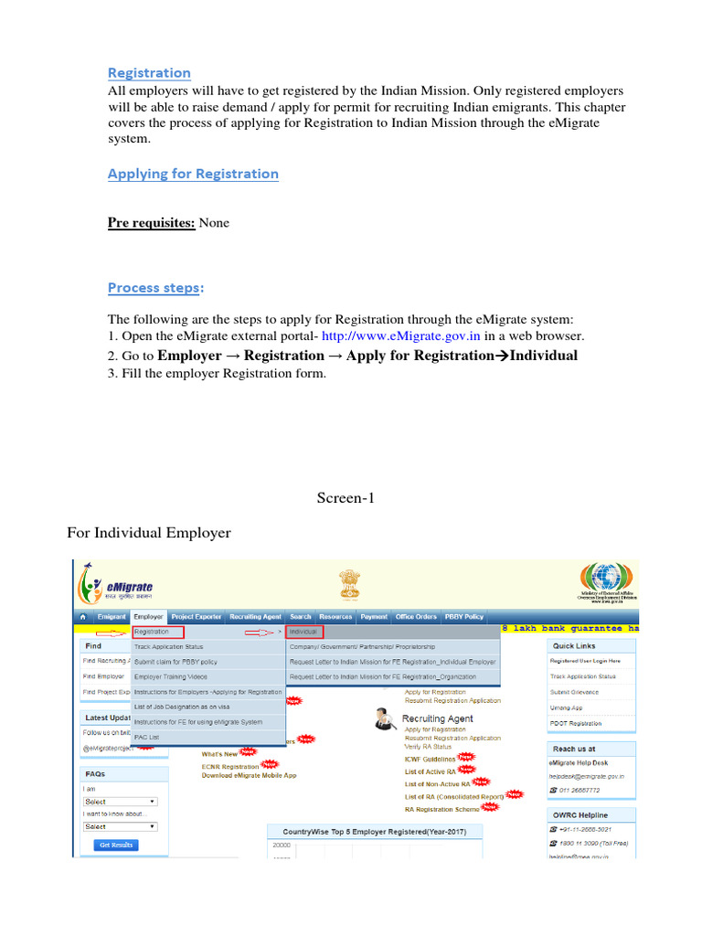 First Time Registration On Emigrate | PDF