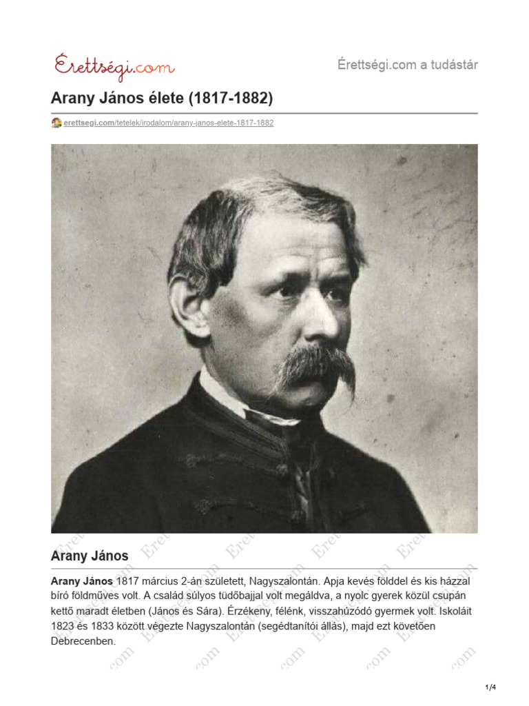 Arany J Nos Lete 1817-1882 | PDF