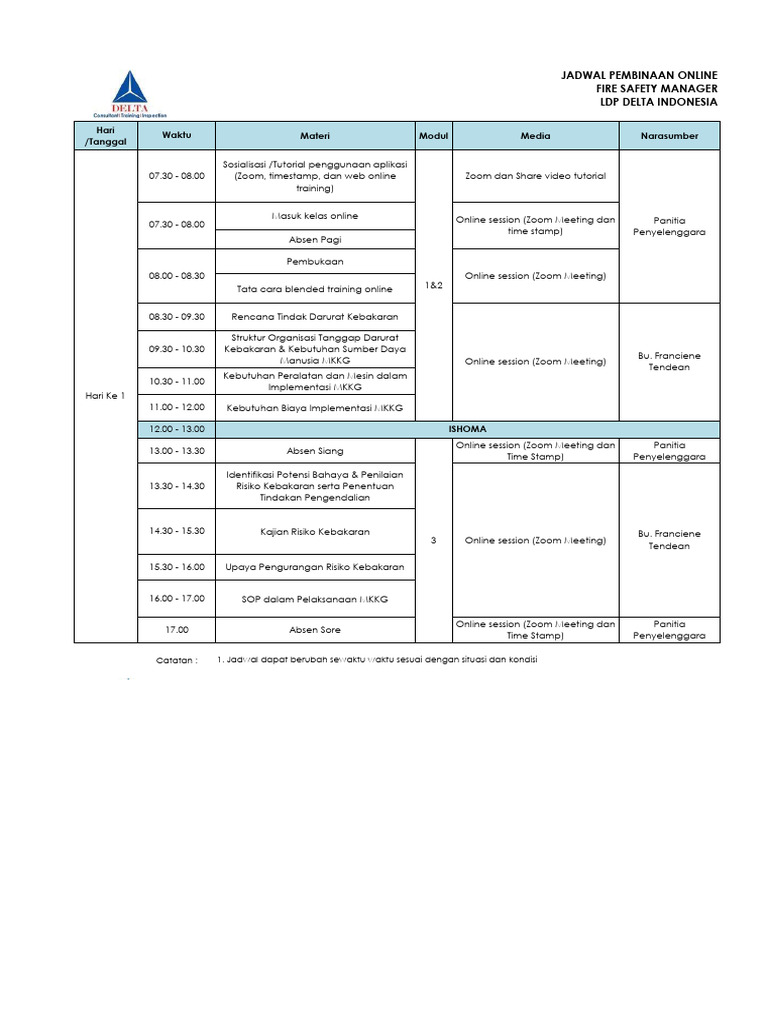 Jadwal Blended Training Online FSM B-12 | PDF