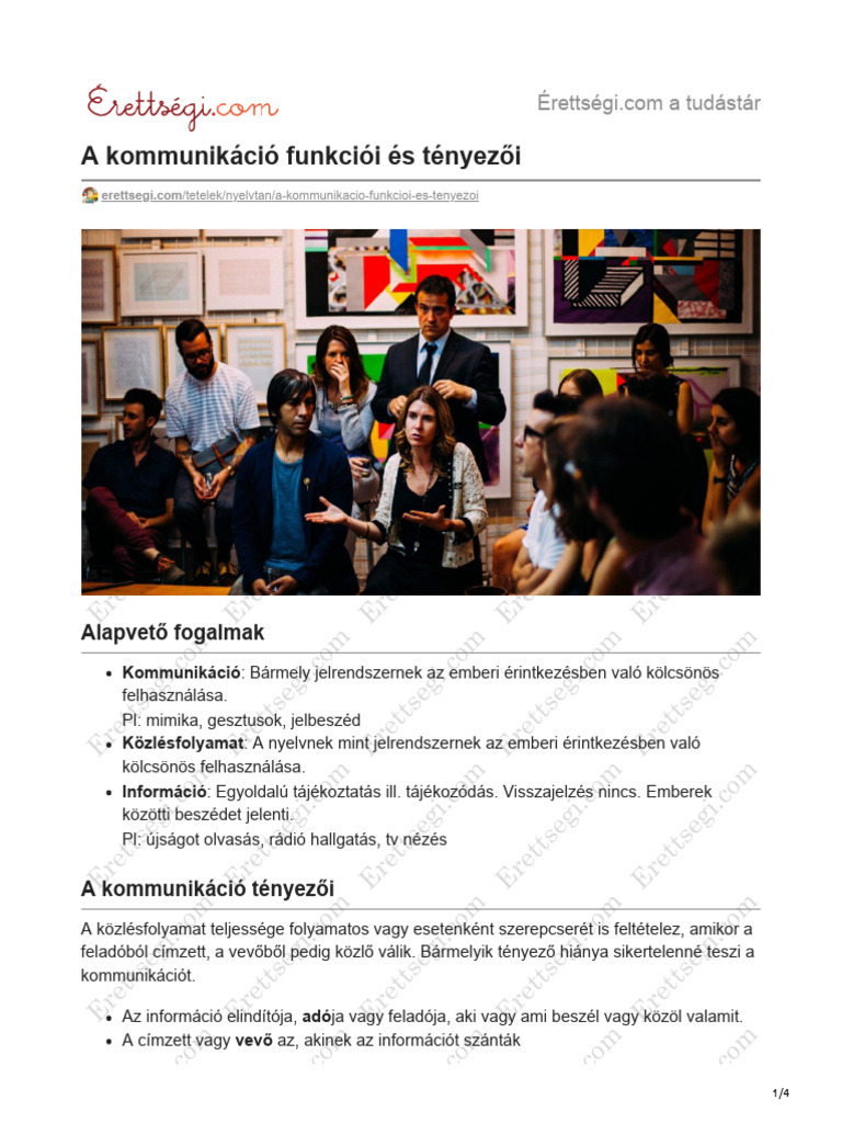 A Kommunik Ci Funkci I S T Nyez I | PDF