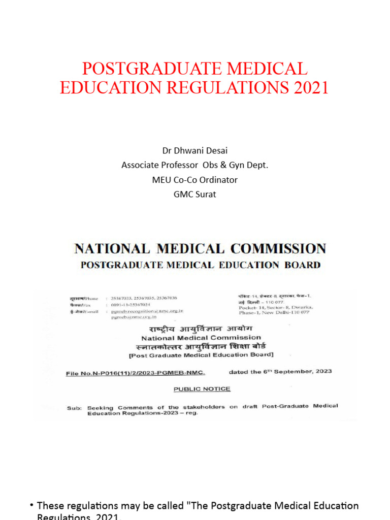 Postgraduate Medical Education Regulations 2021 | PDF | Postgraduate ...