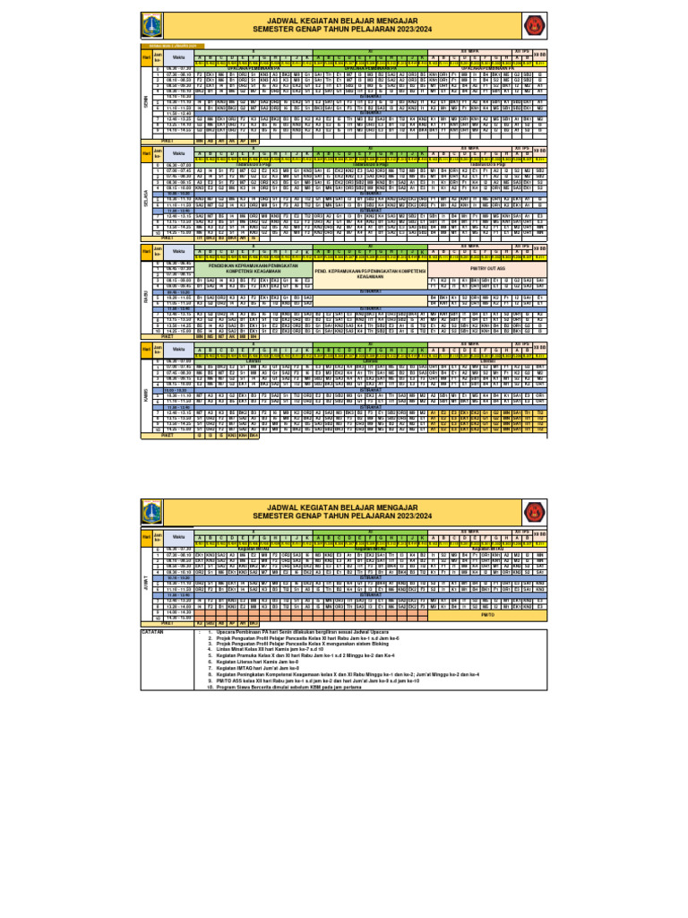 Jadwal Pelajaran Sem-Genap-2023-2024 | PDF