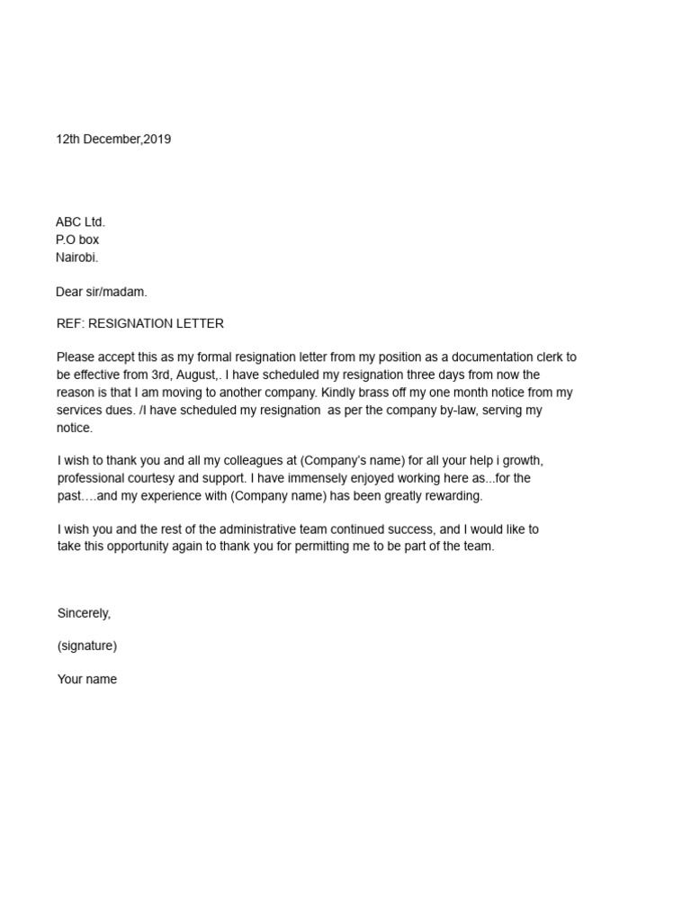 Sam Dee - Resignation Letter Sample | PDF