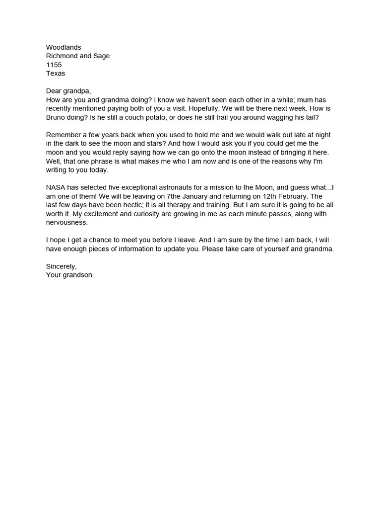 Letter To Grandparents | PDF