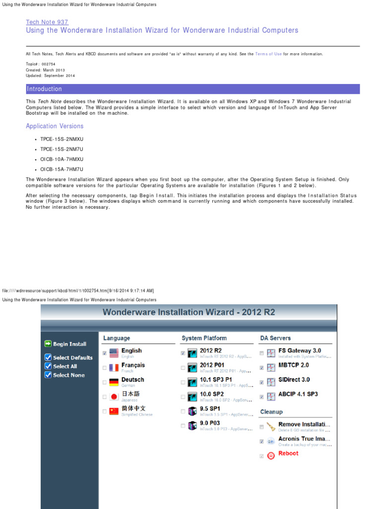 Tech Note 937 - Using WW Panel PC Installation Wizard | PDF ...