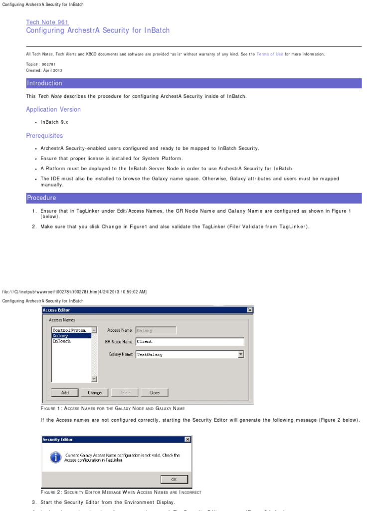 Tech Note 961 - Configuring Archestra Server For InBatch | PDF | User (Computing) | Password