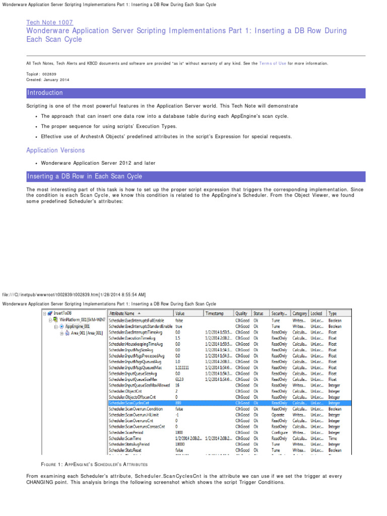 Tech Note 1007 - Wonderware Application Server Scripting Implementations Part 1 Inserting A DB ...