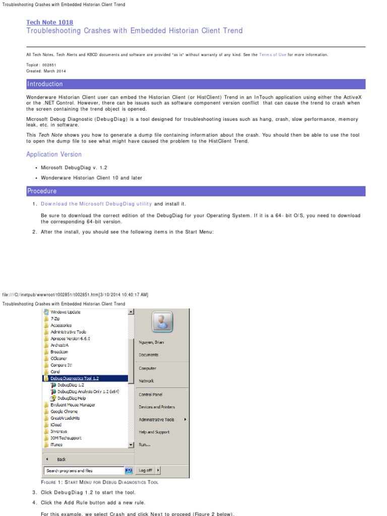 Tech Note 1018 - Troubleshooting Crashes With Embedded Historian Client Trend | PDF | Computer ...