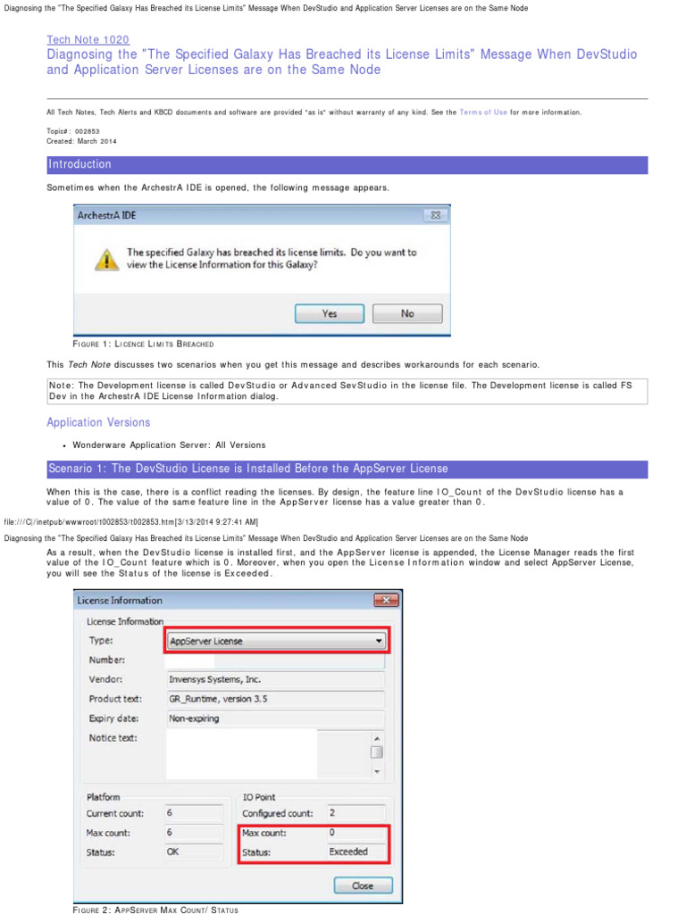 Diagnosing The "The Specified Galaxy Has Breached Its License Limits" Message When Devstudio and ...