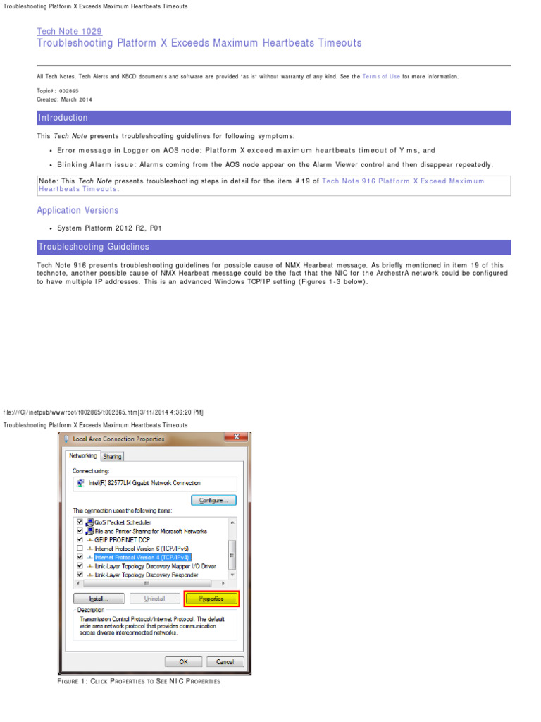 Tech Note 1029 - Troubleshooting Platform X Exceeds Maximum Heartbeats Timeouts | PDF | Internet ...