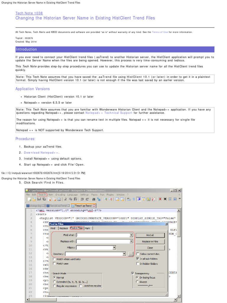 Tech Note 1038 - Changing The Historian Server Name in Existing ...