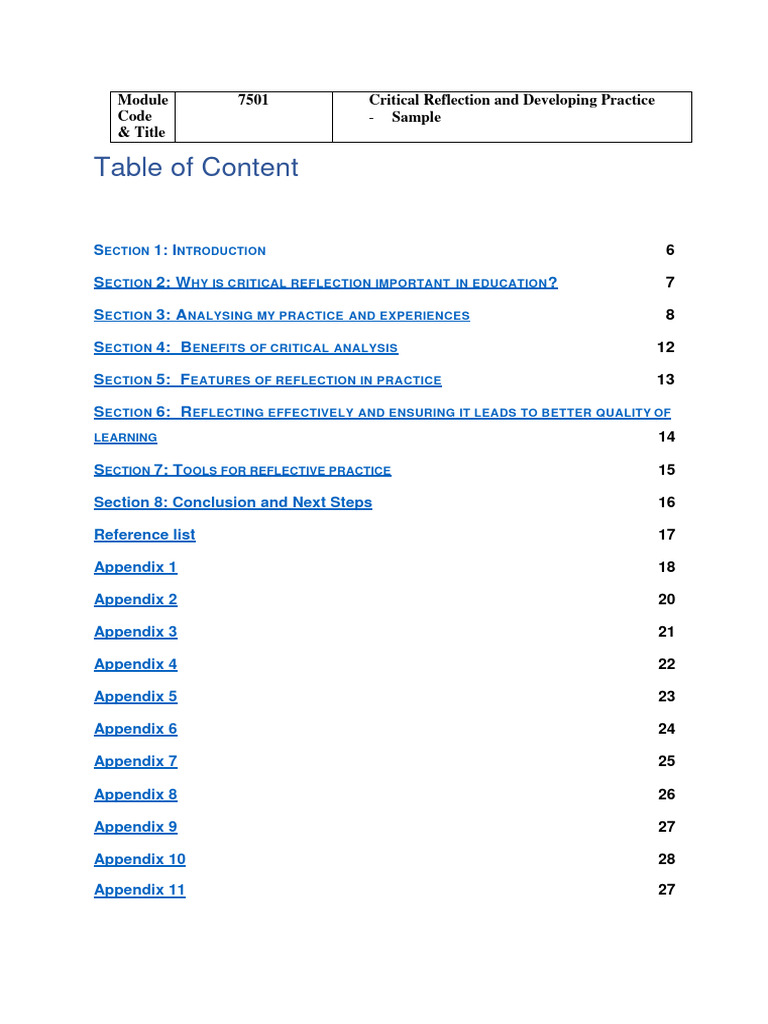 7501 - Module1 - Sample Assignment | PDF | Teachers | Reflective Practice