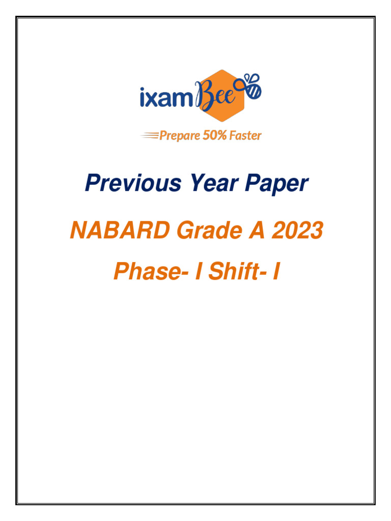 NABARD Grade A 2023 Phase I Shift I Previous Year Paper | PDF | Travel ...