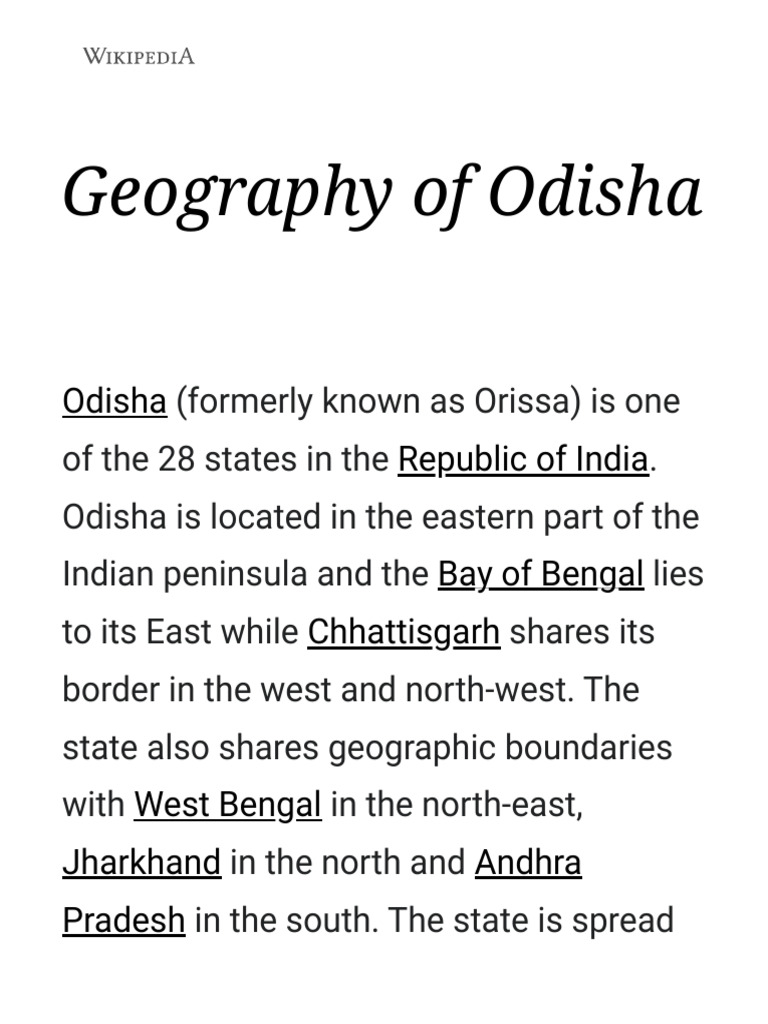 Geography of Odisha - Wikipedia | PDF