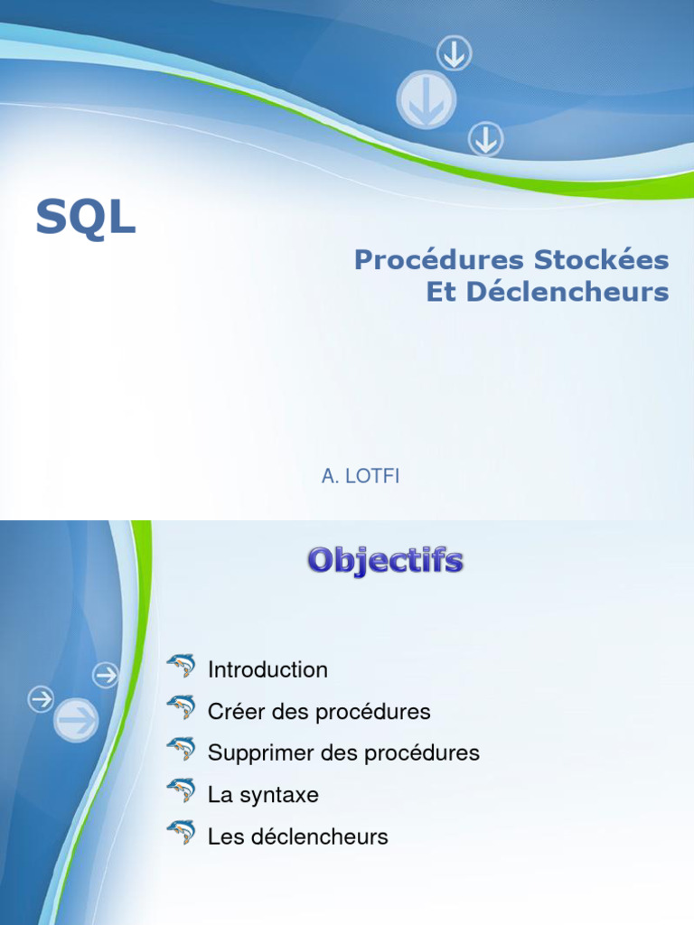 Chapitre 05 (Procédures Stockées) | PDF Chapitre 05 (Procédures Stockées) | PDF
