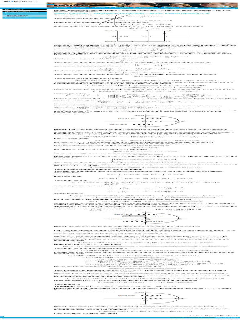 Special Functions Hypergeometric Functions Barnes Integral