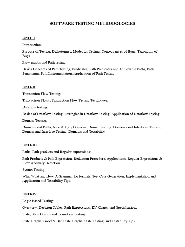 STM Syllabus | PDF | Software Testing | Software