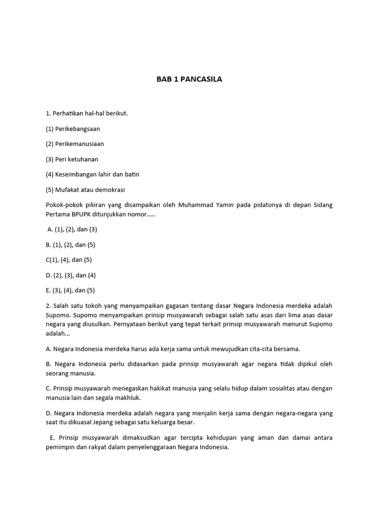 Lat Soal Pendidikan Pancasila PAS SMT 1 Kls X KUMER | PDF