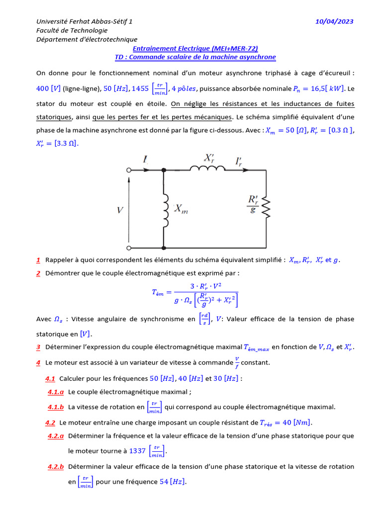 M1-TDC-01-EER-Commande Scalaire MAS | PDF | Sciences et mathématiques ...